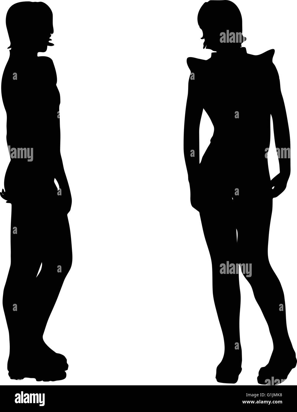 EPS 10 Vector of woman silhouette in Contraposto position on white ...