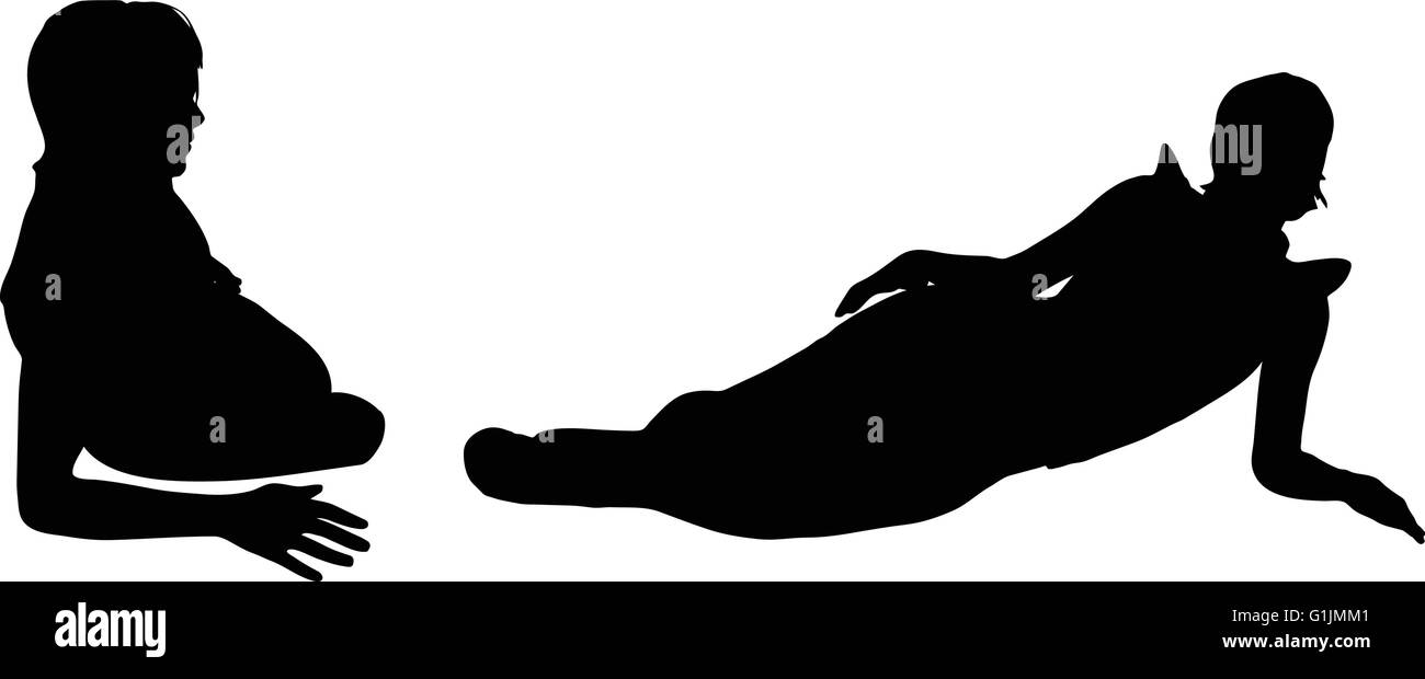 EPS 10 Vector of woman silhouette in Reclining position on white ...