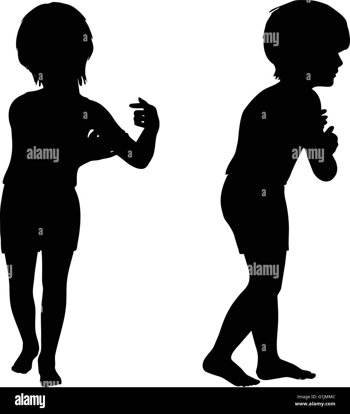 EPS 10 Vector. Kids Silhouettes in position of Clinging isolated on ...