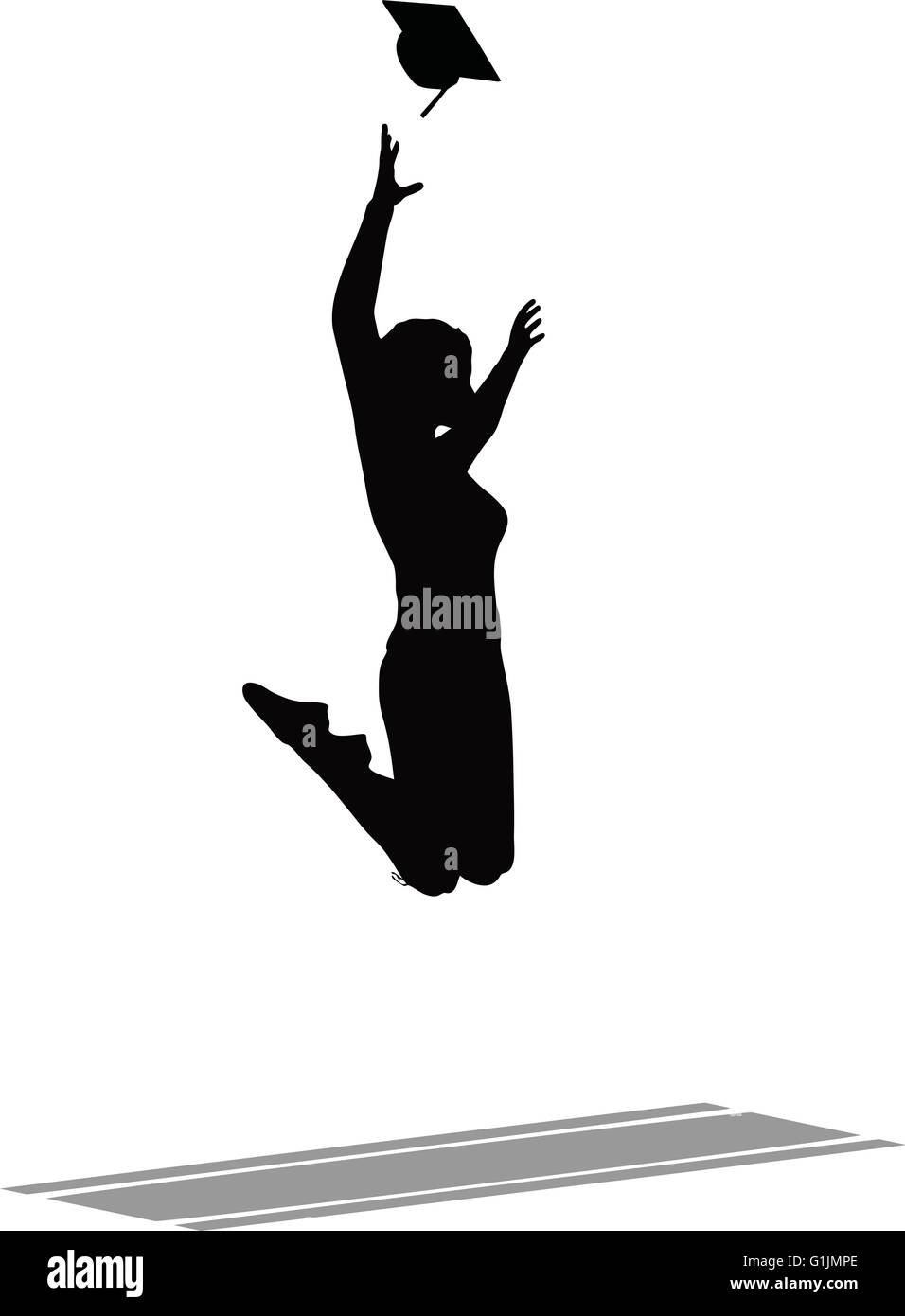 Graduation Girl Silhouette Jumping