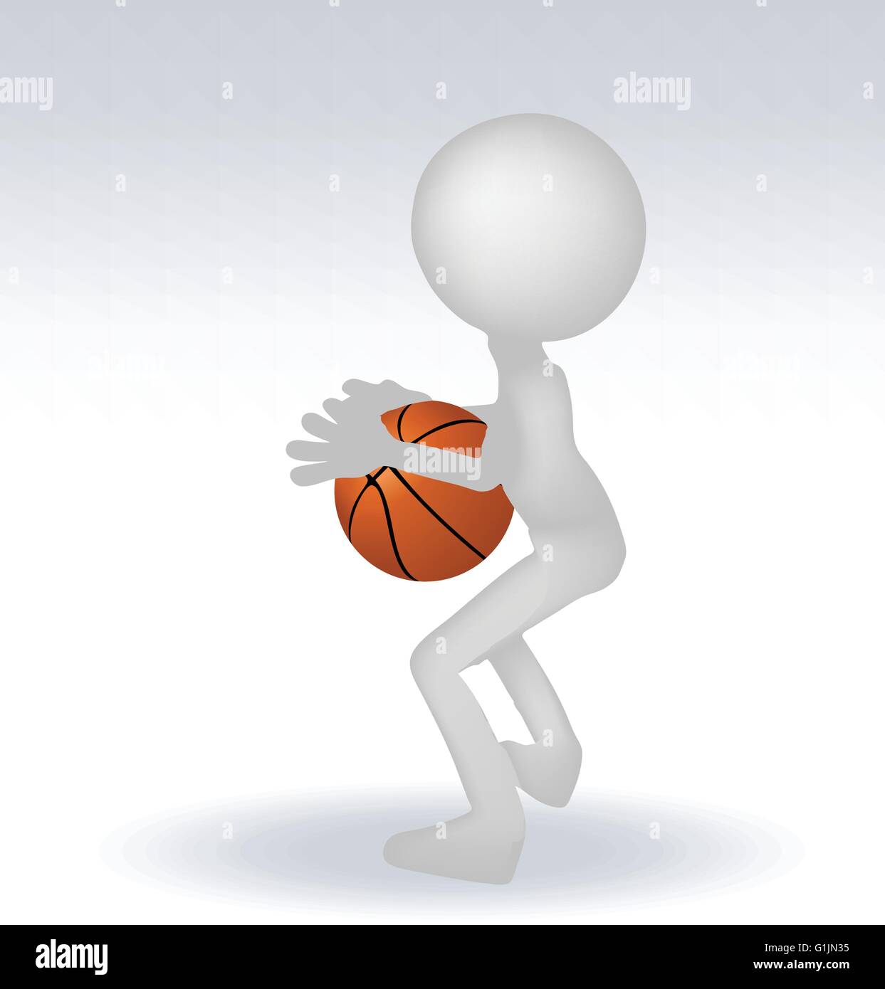 3d human basketball player with ball on white background Stock Vector ...