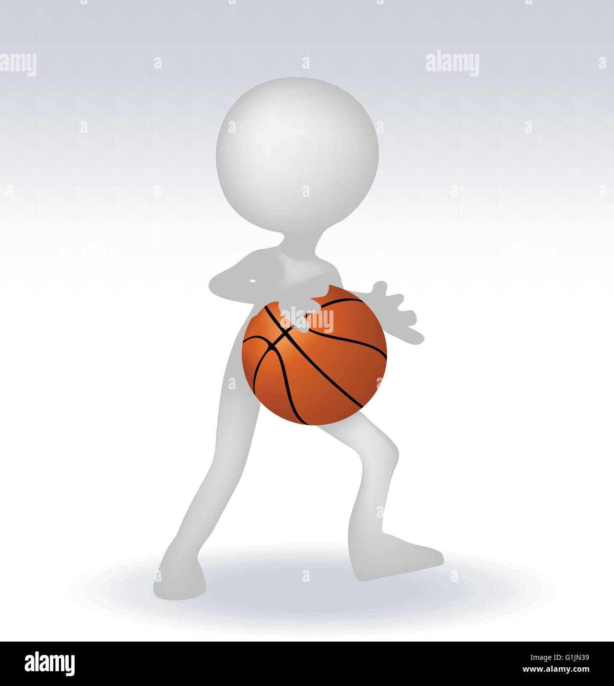 3d human basketball player with ball on white background Stock Vector ...