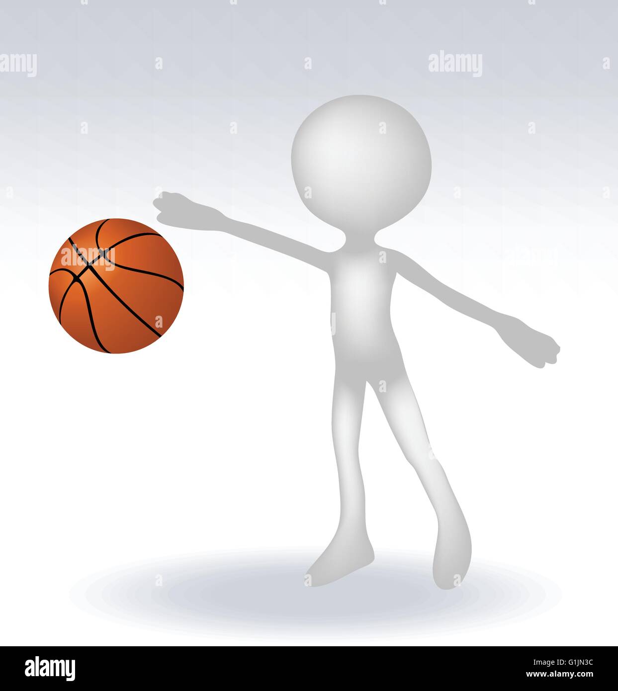 3d human basketball player with ball on white background Stock Vector ...