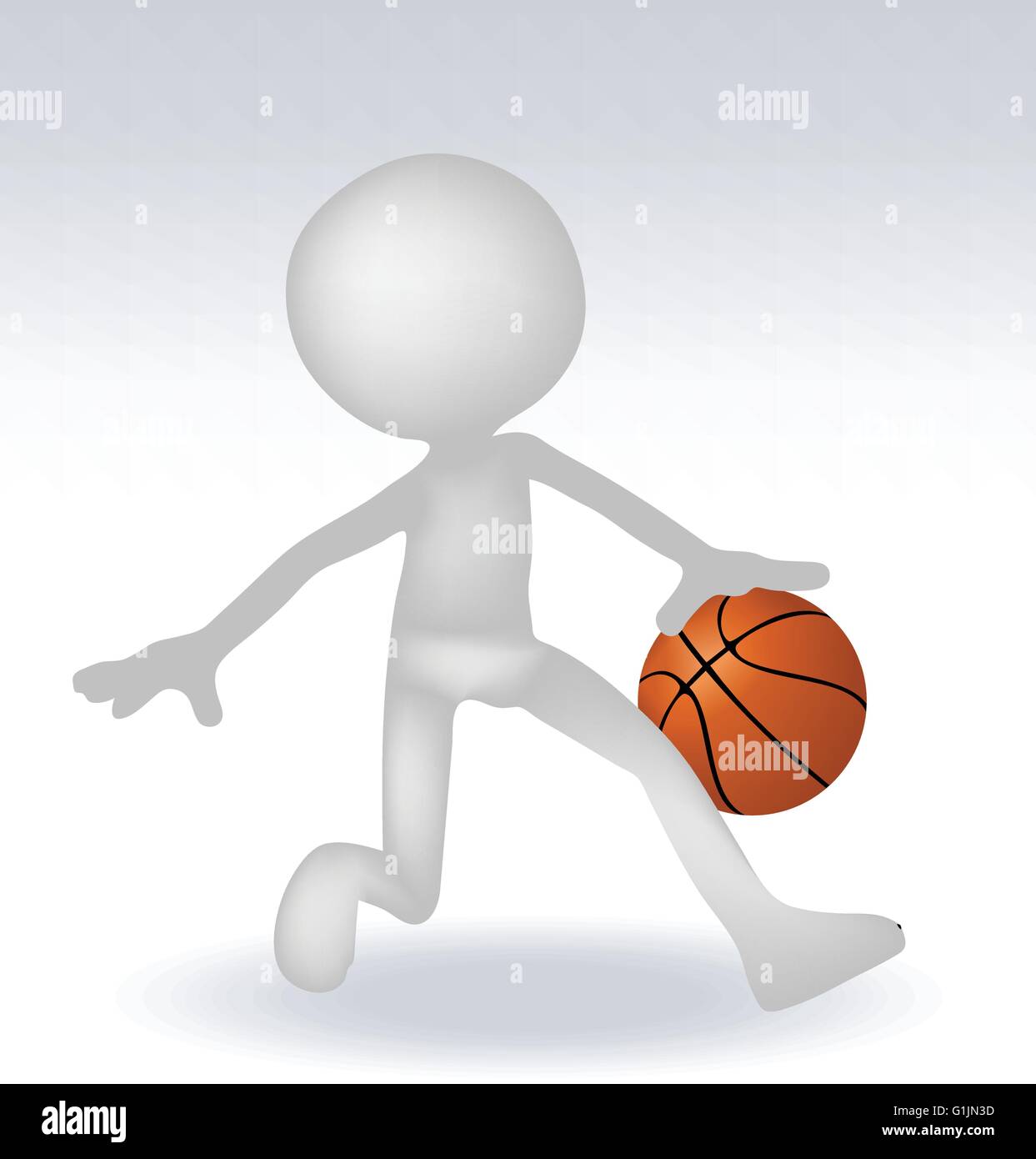 3d human basketball player with ball on white background Stock Vector ...