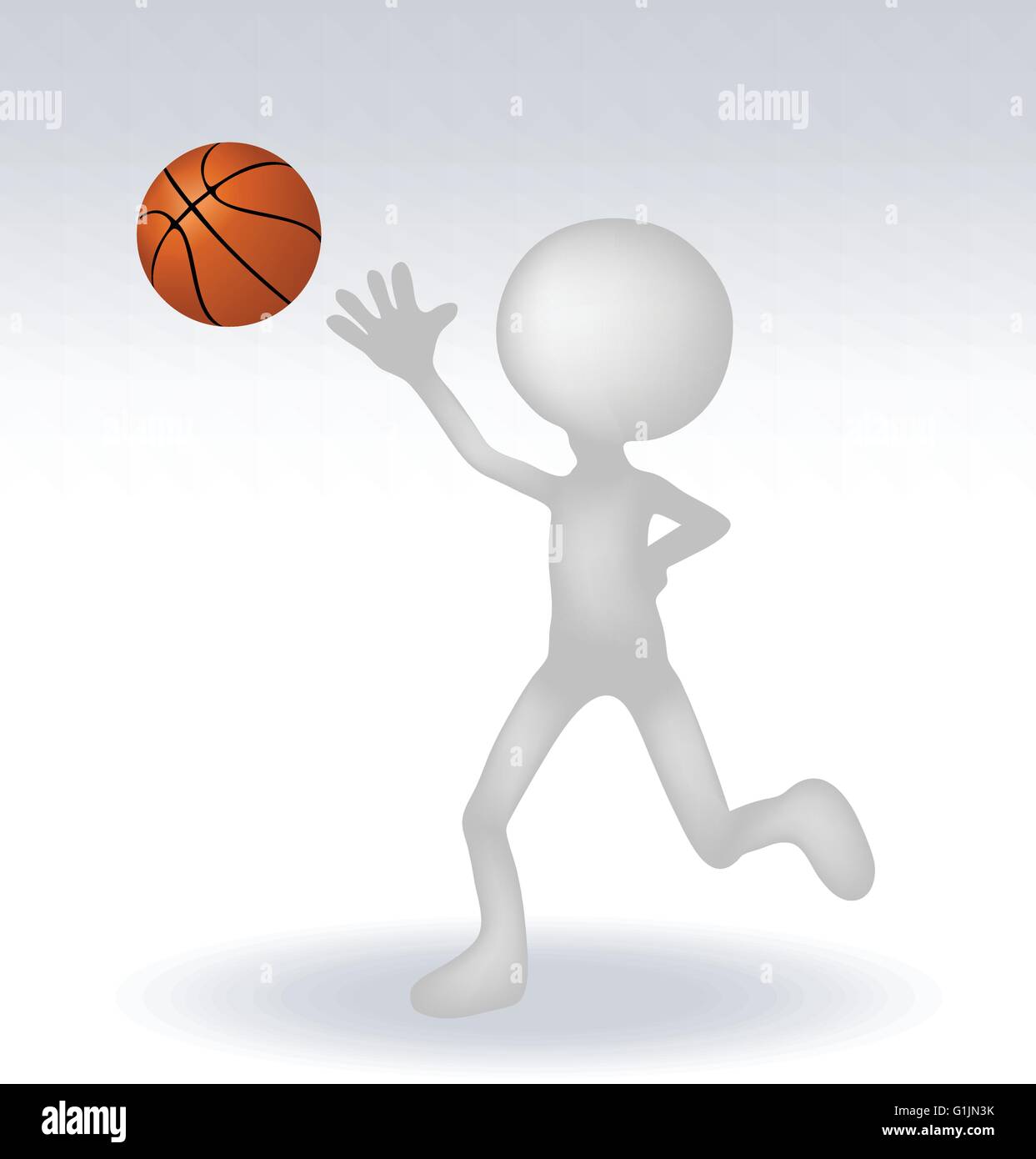 3d human basketball player with ball on white background Stock Vector ...