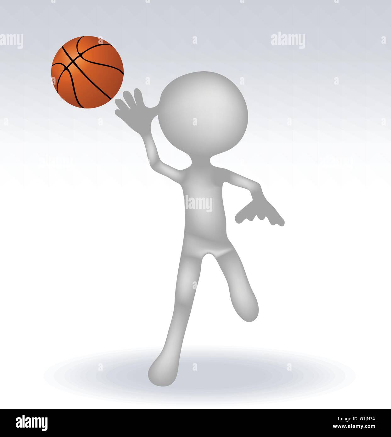 3d human basketball player with ball on white background Stock Vector ...