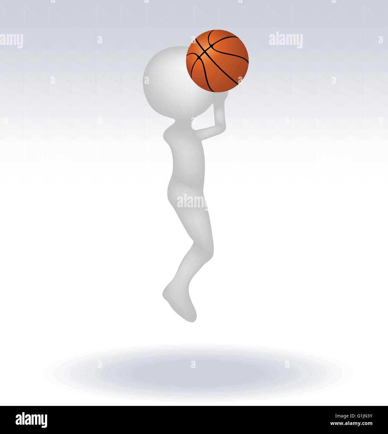 3d human basketball player with ball on white background Stock Vector ...