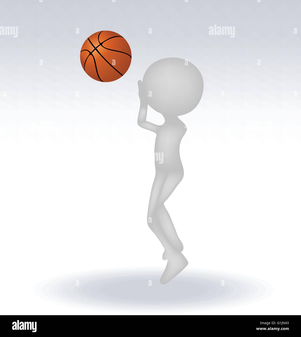 3d human basketball player with ball on white background Stock Vector ...