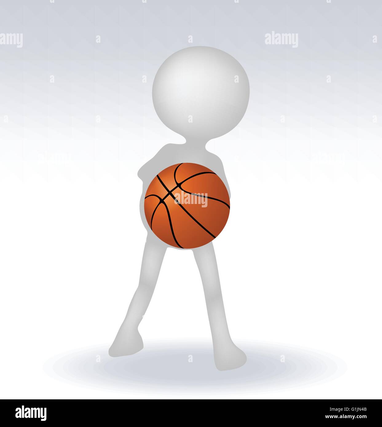 3d human basketball player with ball on white background Stock Vector ...