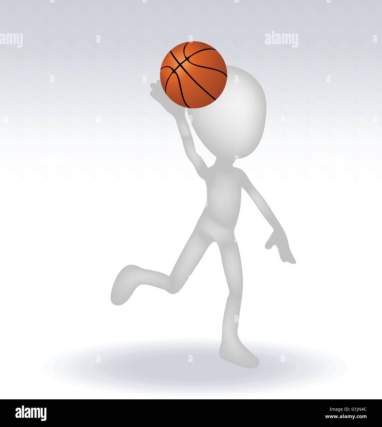 3d human basketball player with ball on white background Stock Vector ...