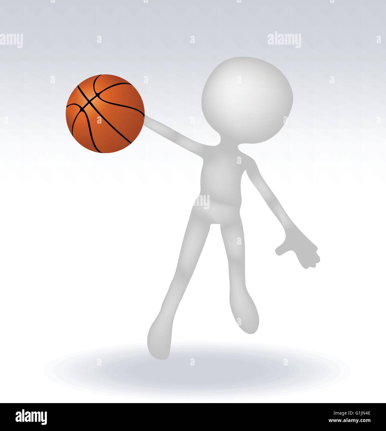 3d human basketball player with ball on white background Stock Vector ...