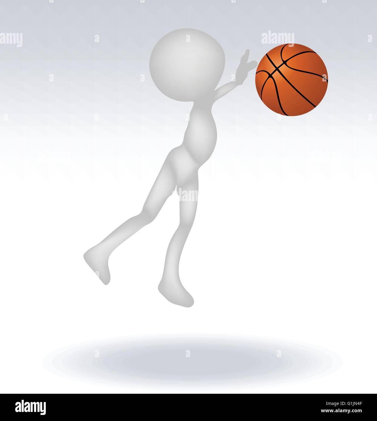 3d human basketball player with ball on white background Stock Vector ...