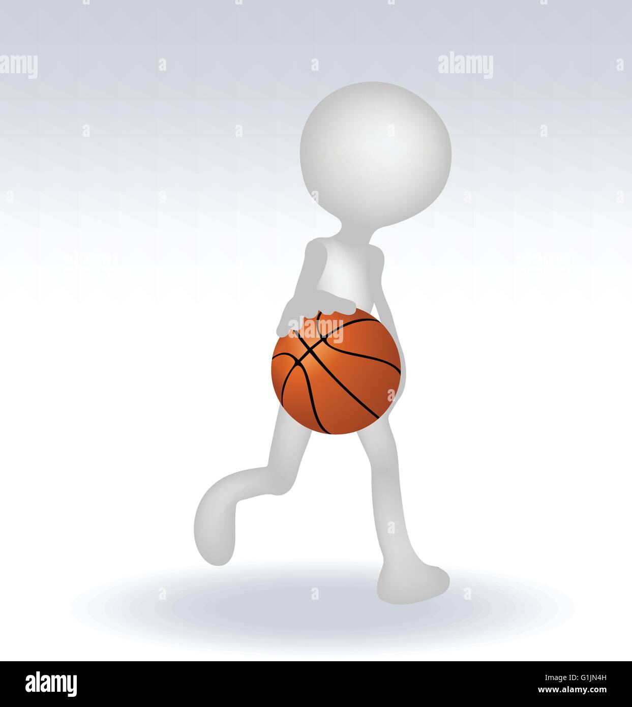 3d human basketball player with ball on white background Stock Vector ...