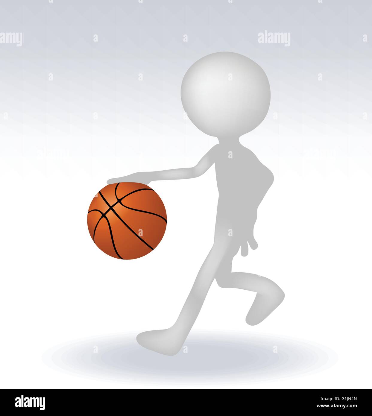 3d human basketball player with ball on white background Stock Vector ...