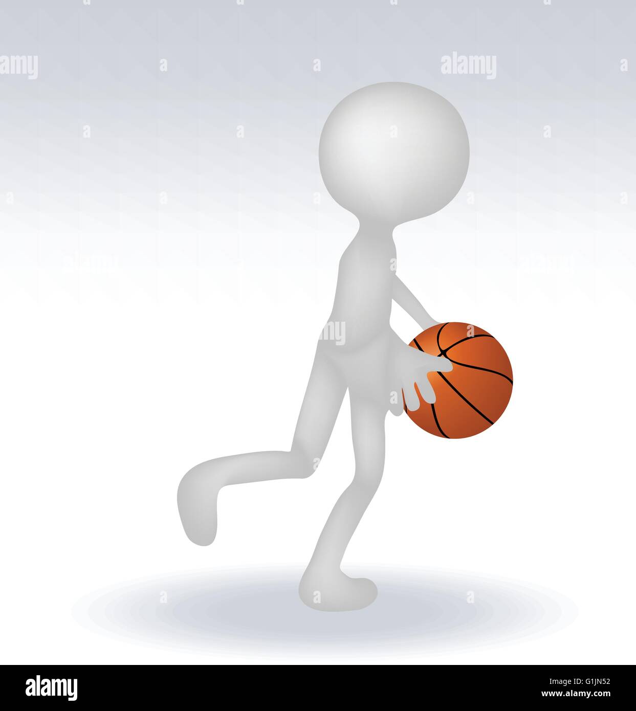 3d human basketball player with ball on white background Stock Vector ...
