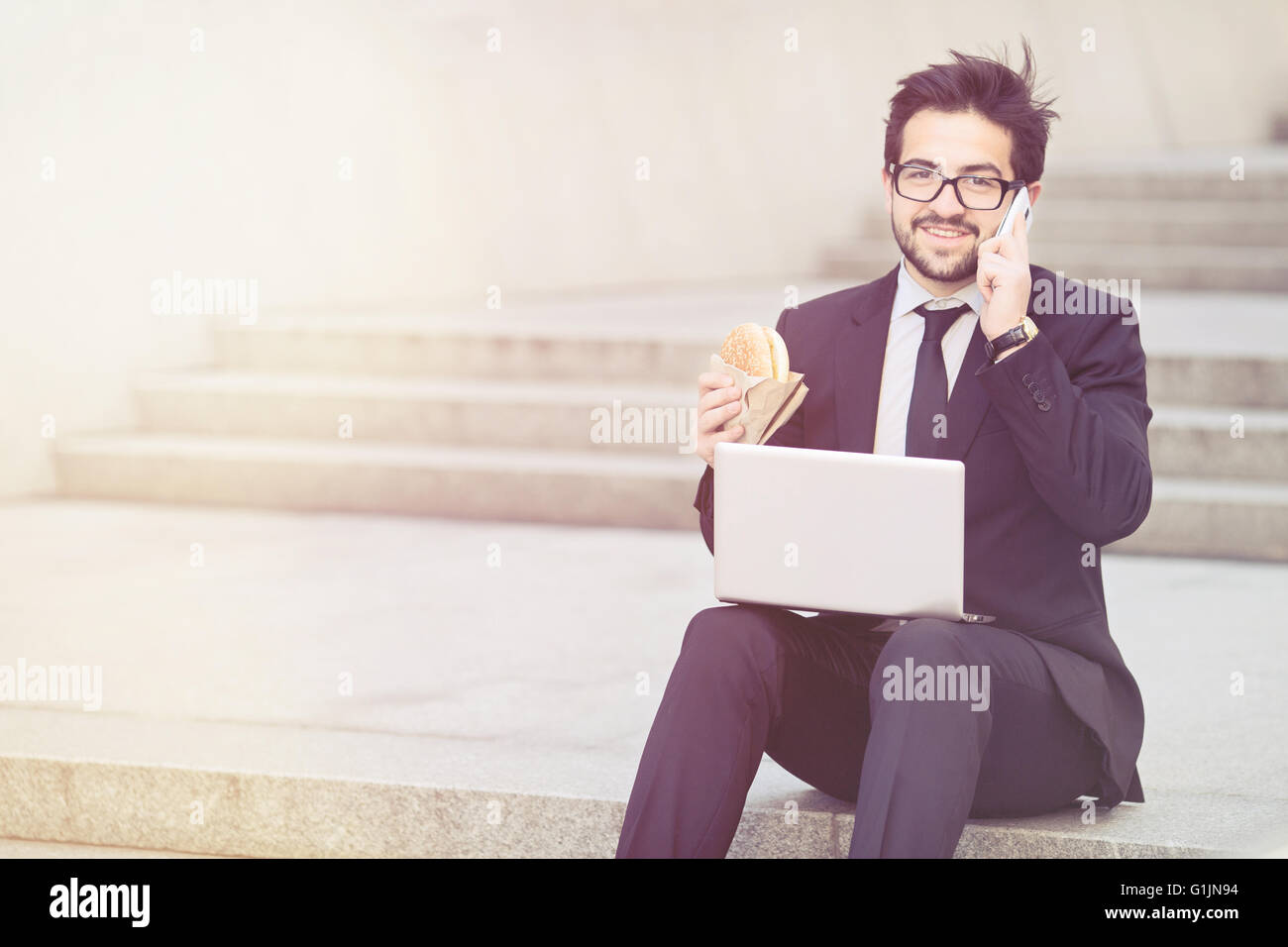 Man eating sandwich work hi-res stock photography and images - Alamy