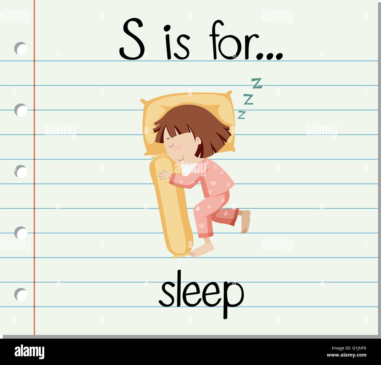 Flashcard letter S is for sleep illustration Stock Vector Image & Art ...