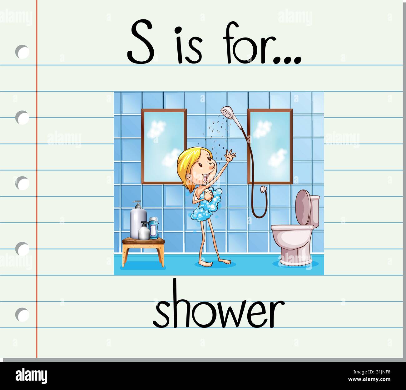 Flashcard letter S is for shower illustration Stock Vector Image & Art ...
