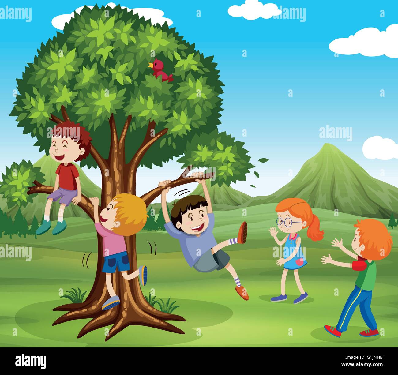 Children playing in the park illustration Stock Vector Image & Art - Alamy