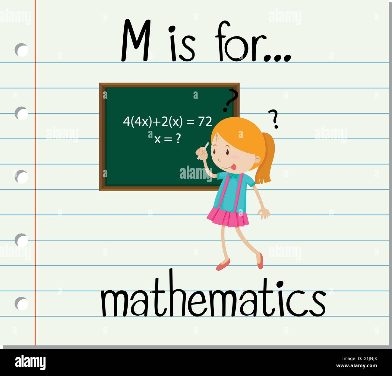 Flashcard letter M is for mathematics illustration Stock Vector Image ...