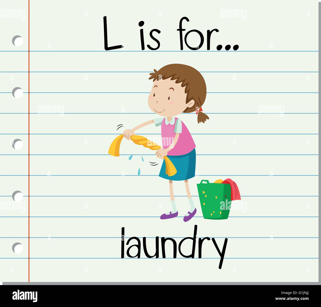 Flashcard letter L is for laundry illustration Stock Vector Image & Art ...