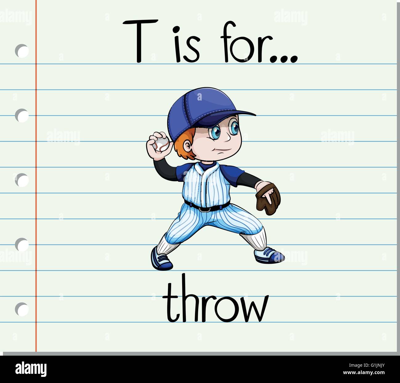 Flashcard letter T is for throw illustration Stock Vector Image & Art ...