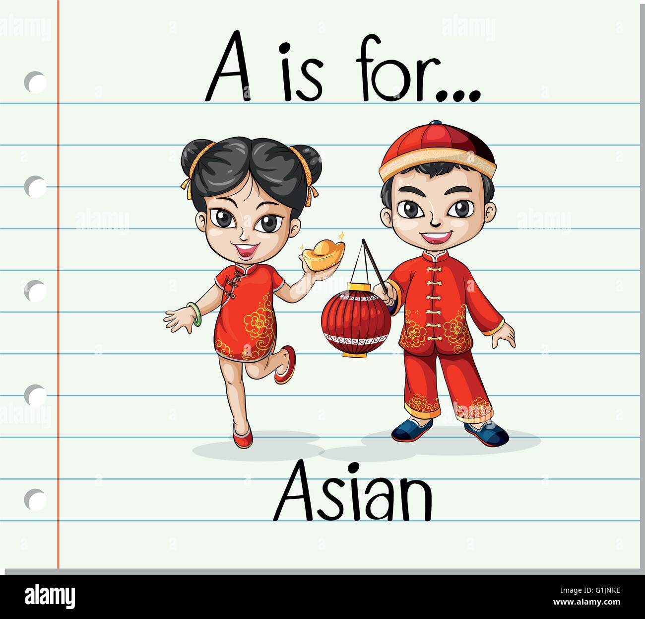 Flashcard letter A is for Asian illustration Stock Vector Image & Art ...