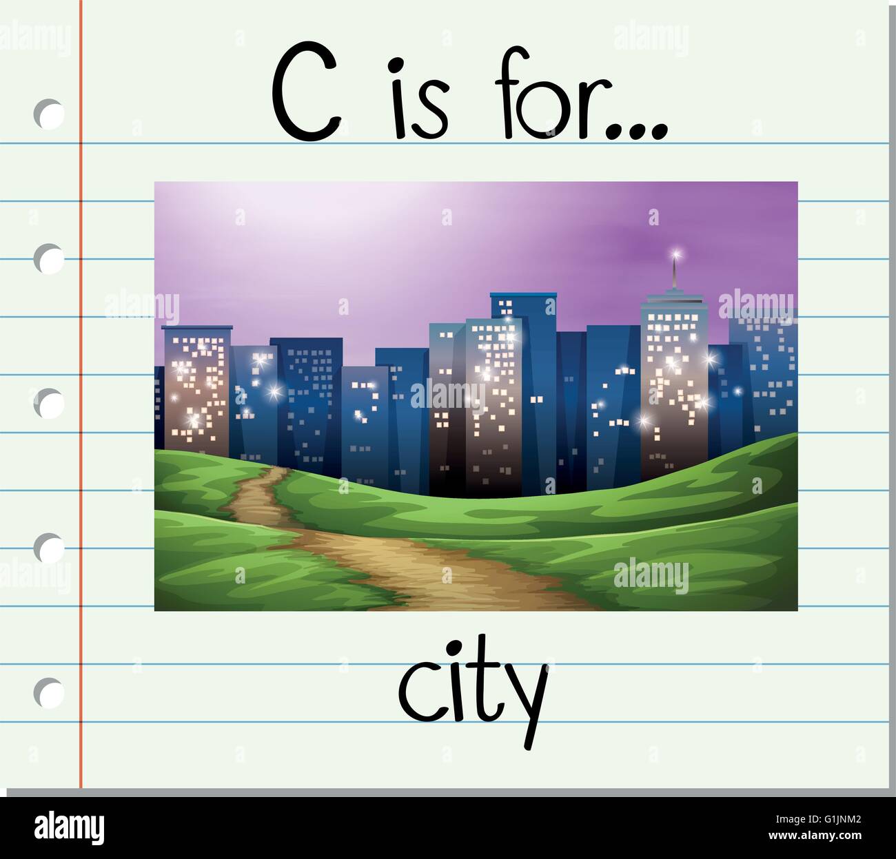 Flashcard letter C is for city illustration Stock Vector Image & Art ...