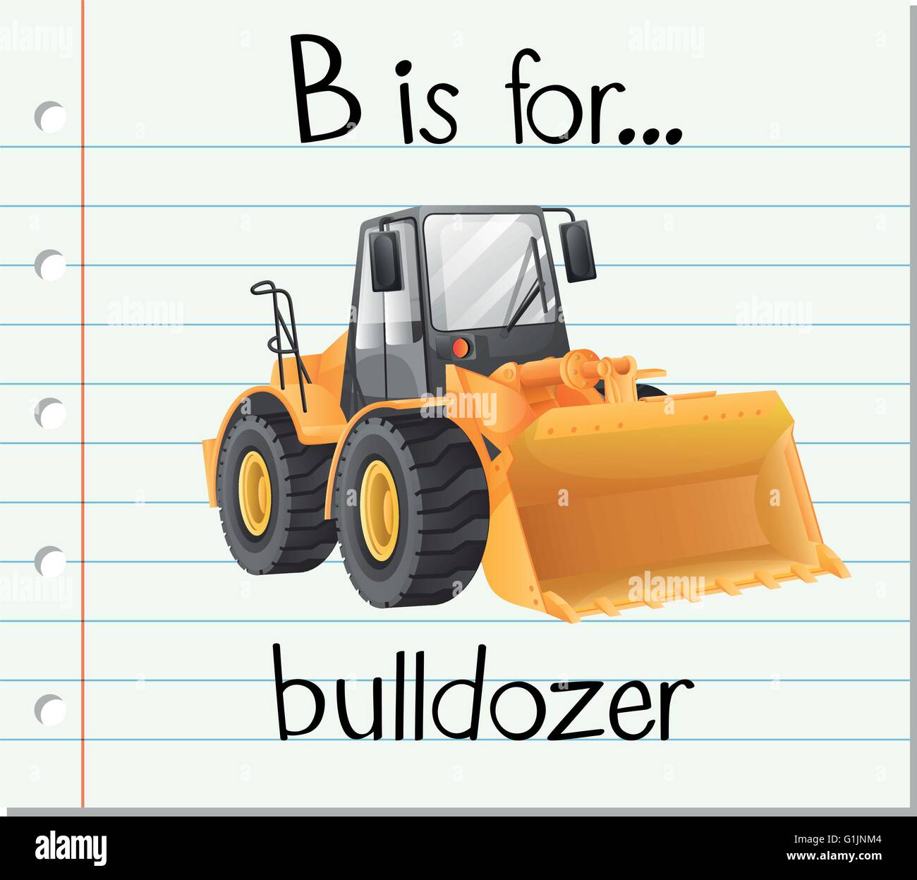 Flashcard letter B is for bulldozer illustration Stock Vector Image ...