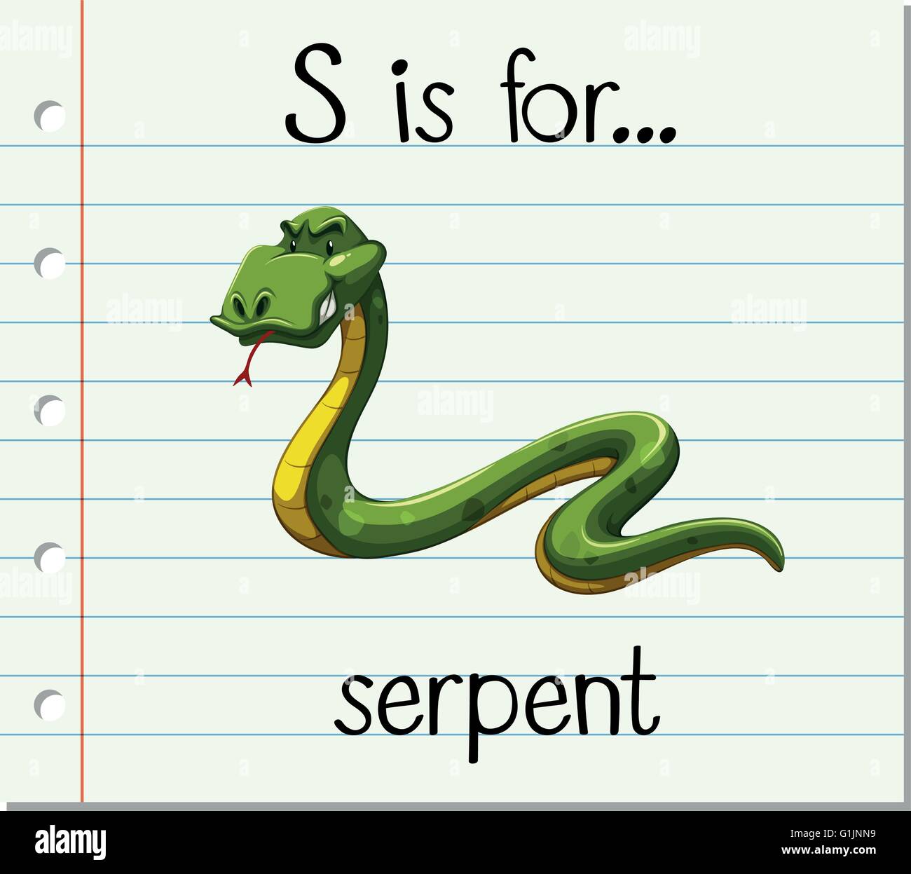 Flashcard letter S is for serpent illustration Stock Vector Image & Art ...