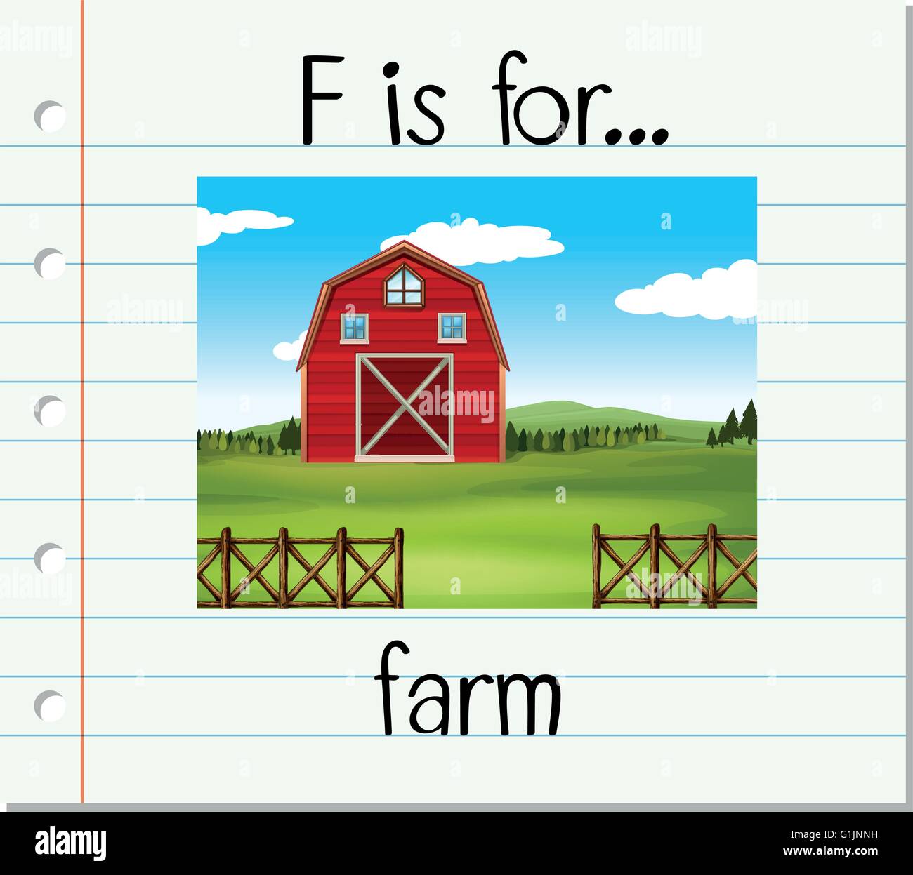 Flashcard letter F is for farm illustration Stock Vector Image & Art ...
