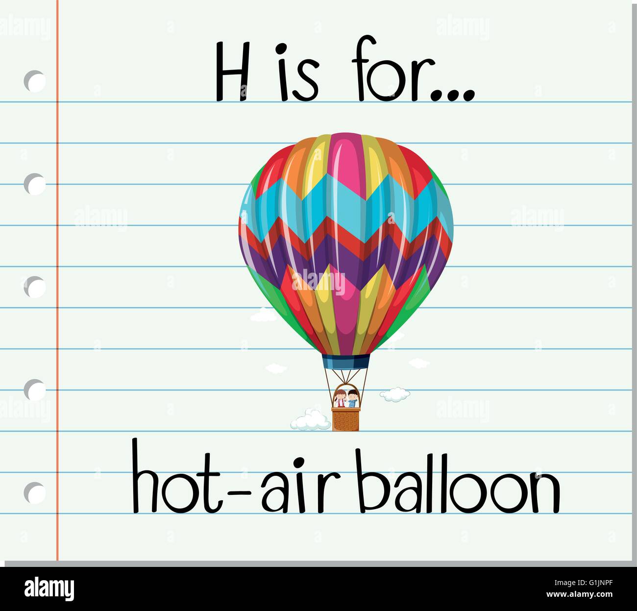 Flashcard letter H is for hot-air balloon illustration Stock Vector ...