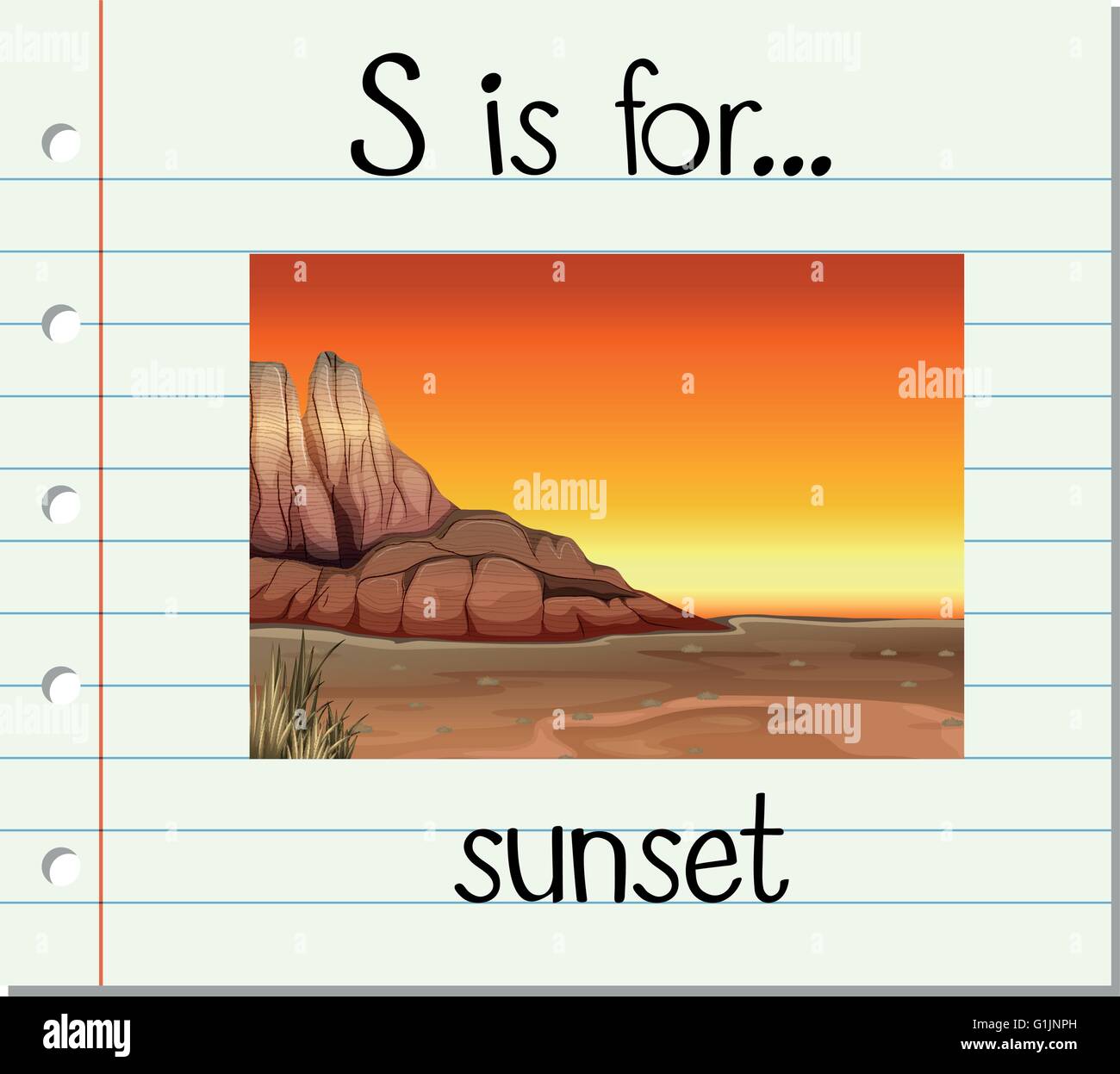 Flashcard letter S is for sunset illustration Stock Vector Image & Art ...