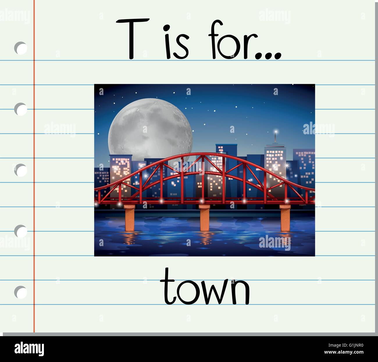 Flashcard letter T is for town illustration Stock Vector Image & Art ...