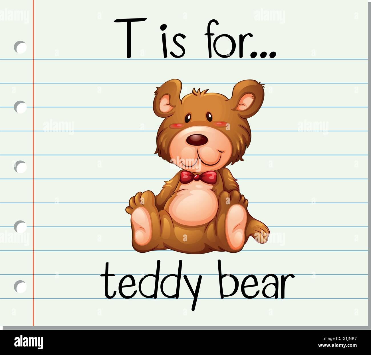 Flashcard letter T is for teddy bear illustration Stock Vector Image ...