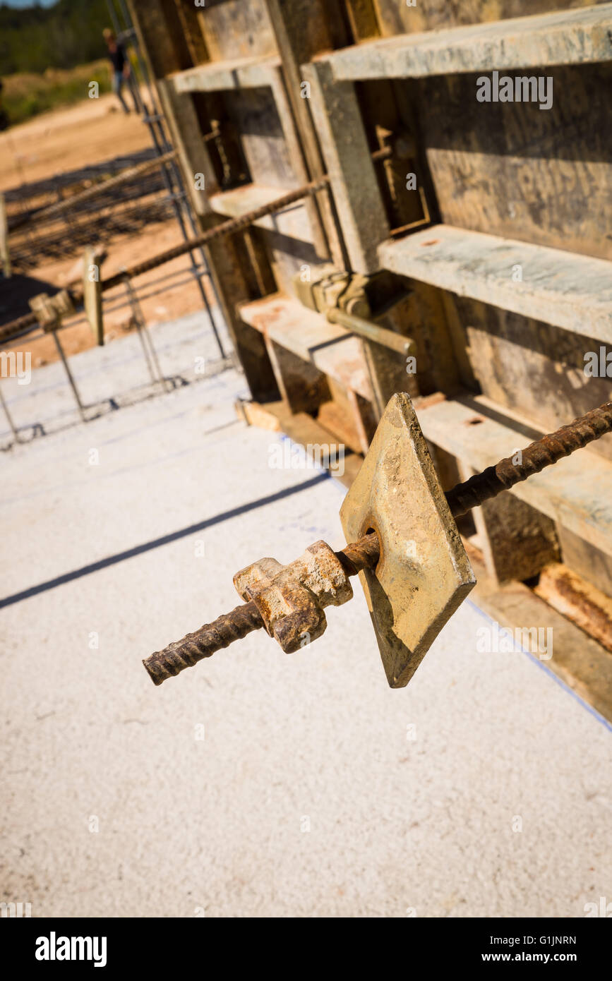 Concrete shuttering formwork detail on a construction site Stock Photo ...