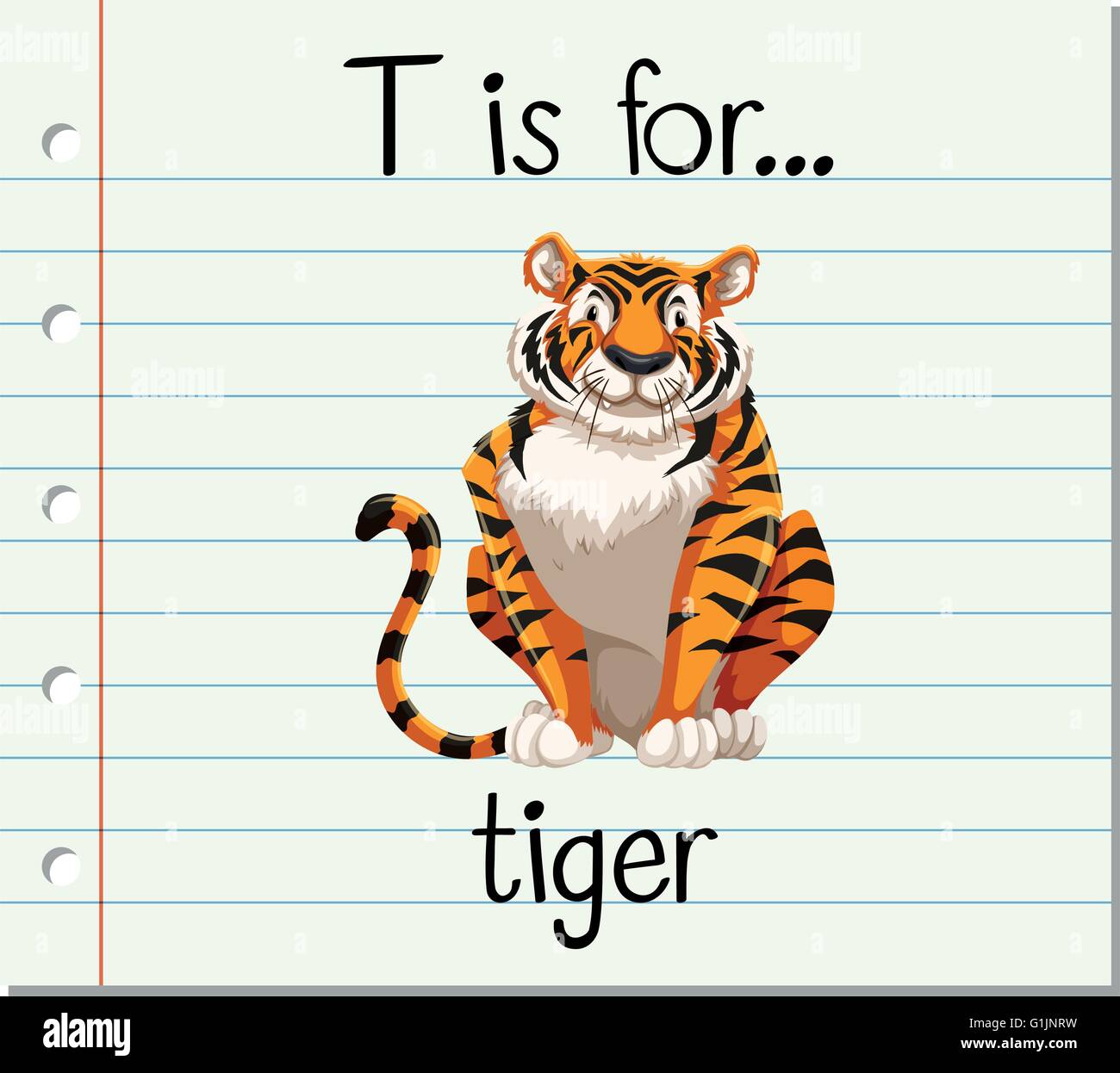 Flashcard letter T is for tiger illustration Stock Vector Image & Art ...