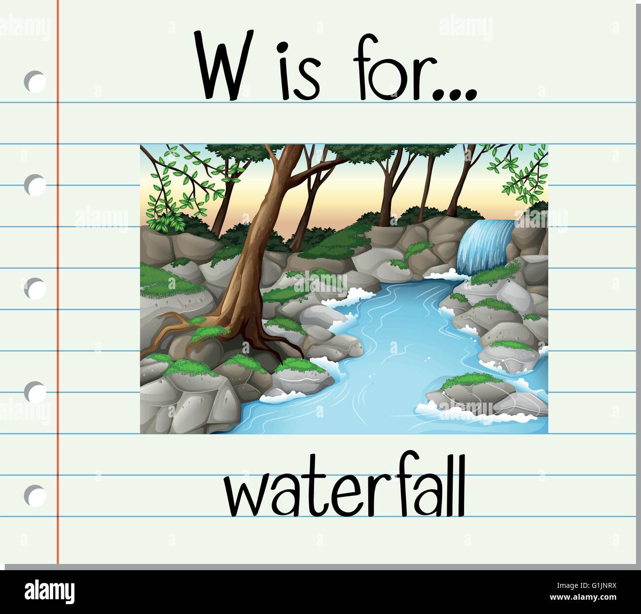 Flashcard letter W is for waterfall illustration Stock Vector Image ...