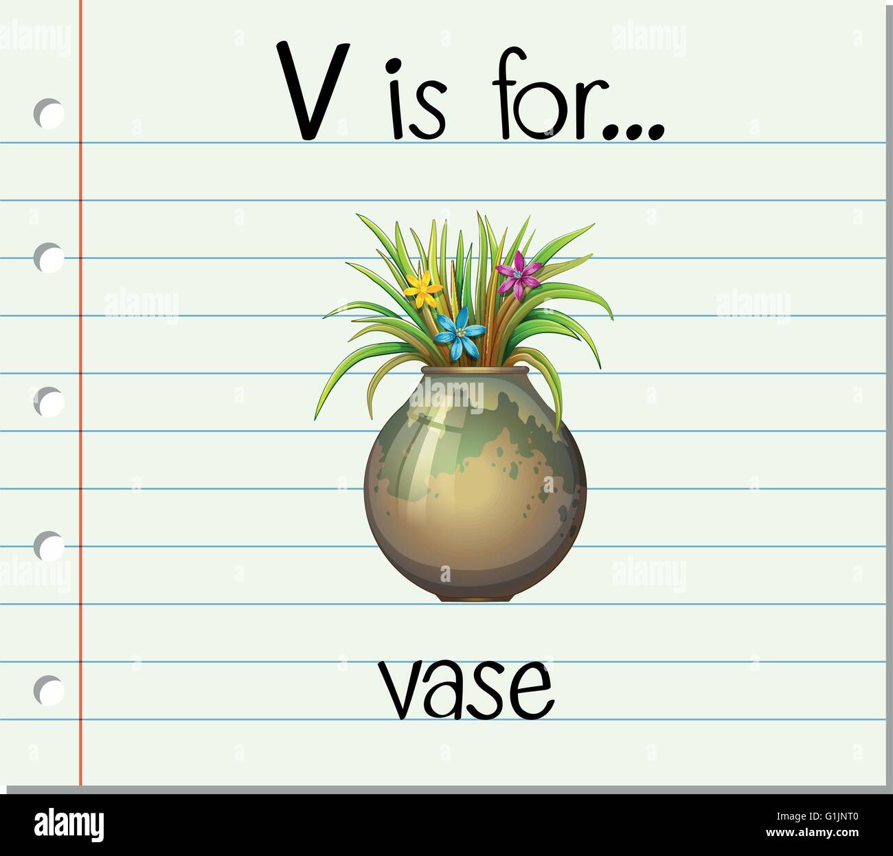 Flashcard letter V is for vase illustration Stock Vector Image & Art ...