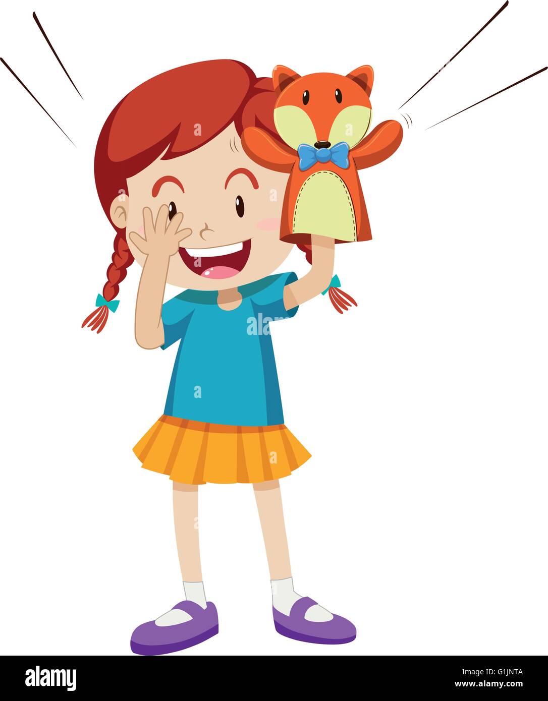 Girl playing with puppet illustration Stock Vector Image & Art - Alamy