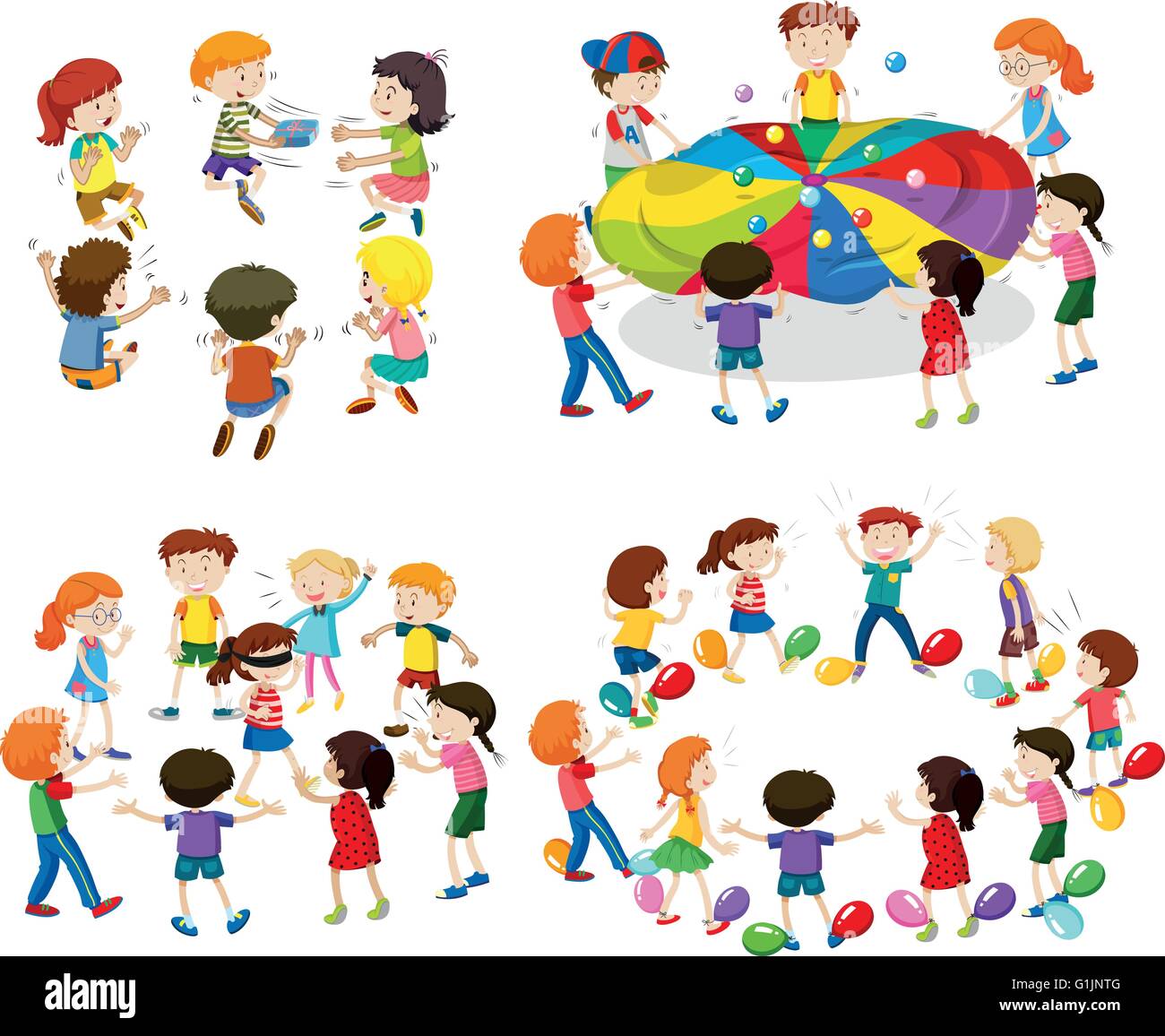 Children playing different games illustration Stock Vector Image & Art ...