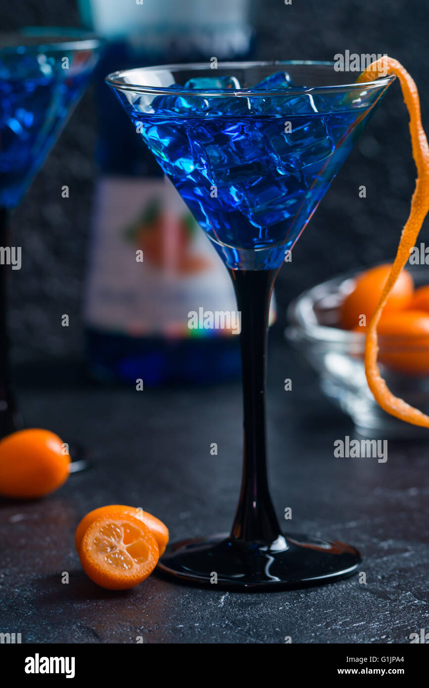 Blue cocktail in martini glasses Stock Photo - Alamy