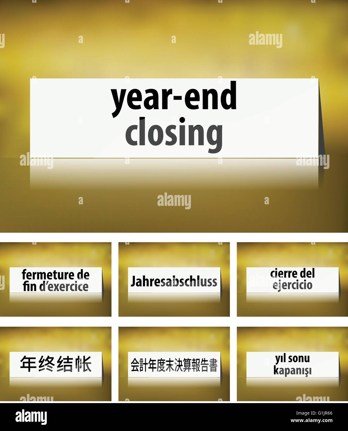 Illustration of Year End Closing Concept on white background in seven ...