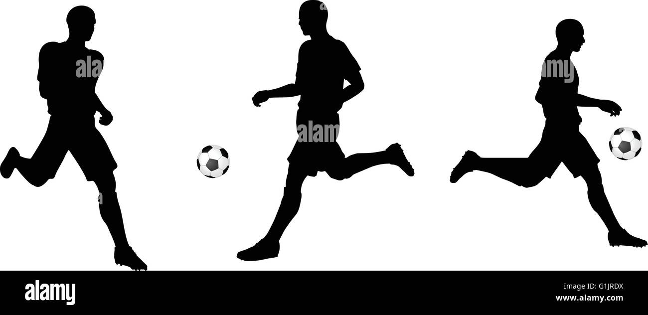 isolated poses of soccer players silhouettes in running position Stock ...