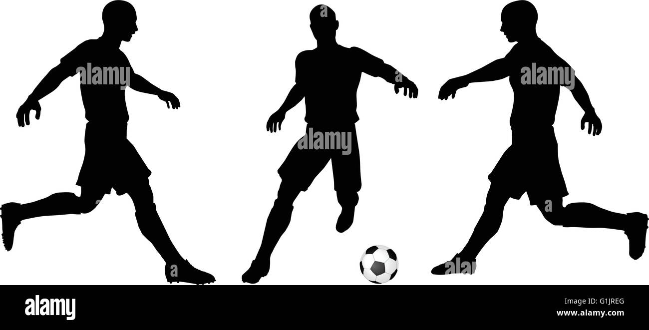 isolated poses of soccer players silhouettes in running position Stock ...