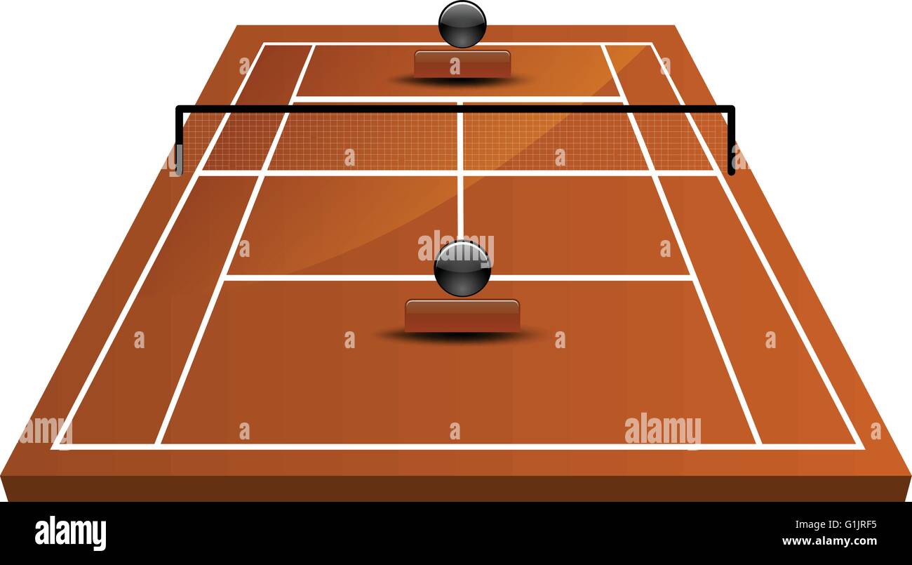 Vector Illustration of tennis court field in clay Stock Vector Image ...