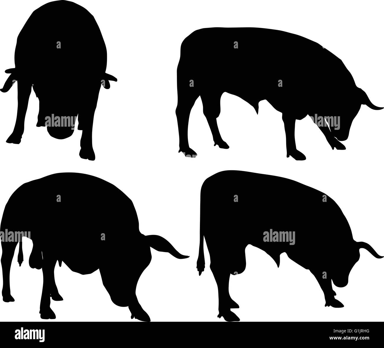 EPS 10 vector silhouettes of cattle collection Stock Vector Image & Art ...