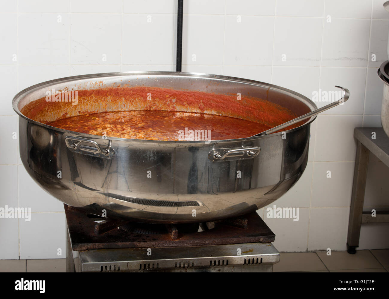 industrial cooking restaurant kitchen equipment- cooking beans Stock ...
