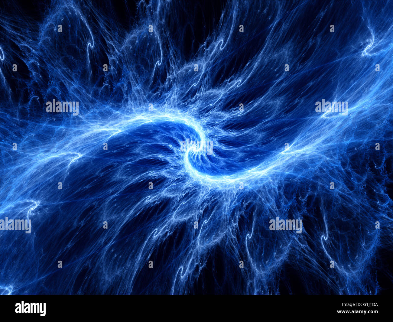 Blue glowing fractal in space, computer generated abstract background ...
