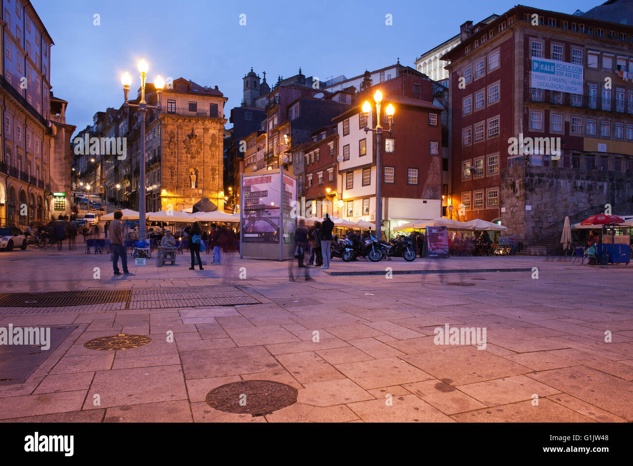 Ribeira Square at night in Porto, Portugal, Old Town, historic city ...